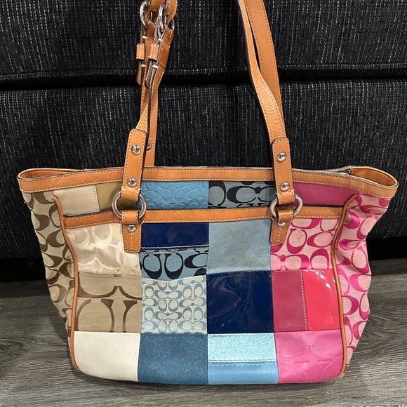 Bags | Coach Multicolor Patchwork Tote Bag | Poshmark